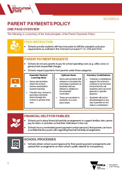 Parent Payment Policy - for website - Clarinda Primary School